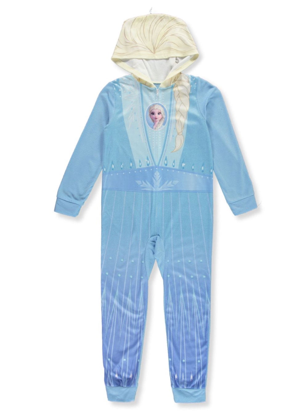 Disney Frozen Girls' Iced Elsa Hooded 1-Piece Pajamas (Little Girls ...