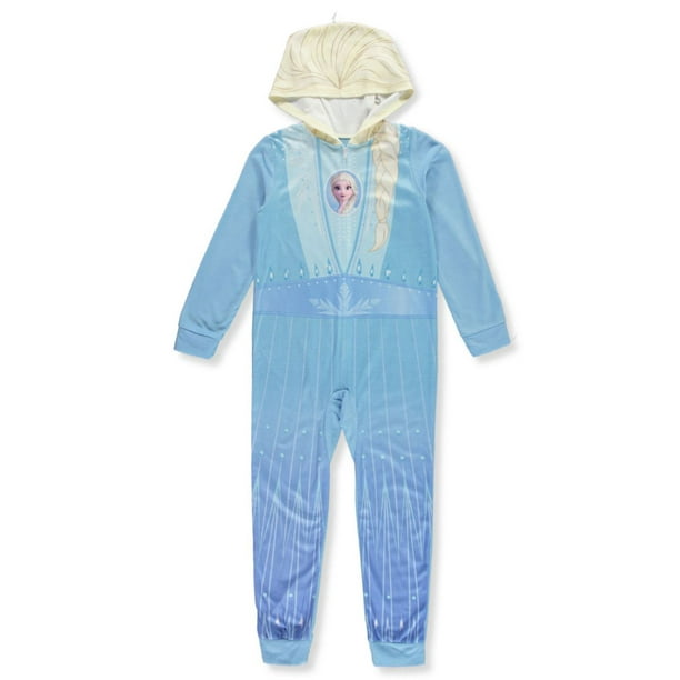 Disney Frozen Girls' Iced Elsa Hooded 1-Piece Pajamas (Little Girls ...