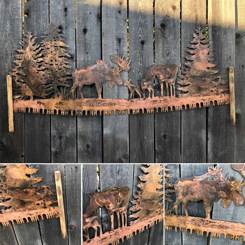 Elk in Trees Crosscut Saw Metal Wall Art Ornament Personalized ...