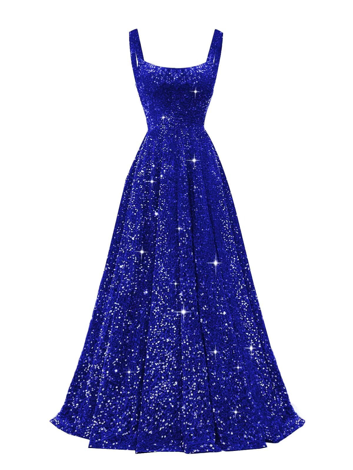 Vestido de fiesta Miao Duo con lentejuelas brillantes en una línea azul ...