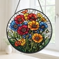 Blooming Poppy Garden Decorative Window Hanging – Stained Glass Style ...