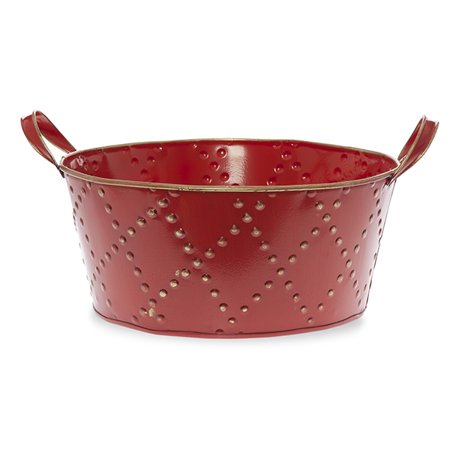 Round Metal Embossed Container with Ear Handles - Large 10in - Walmart.com