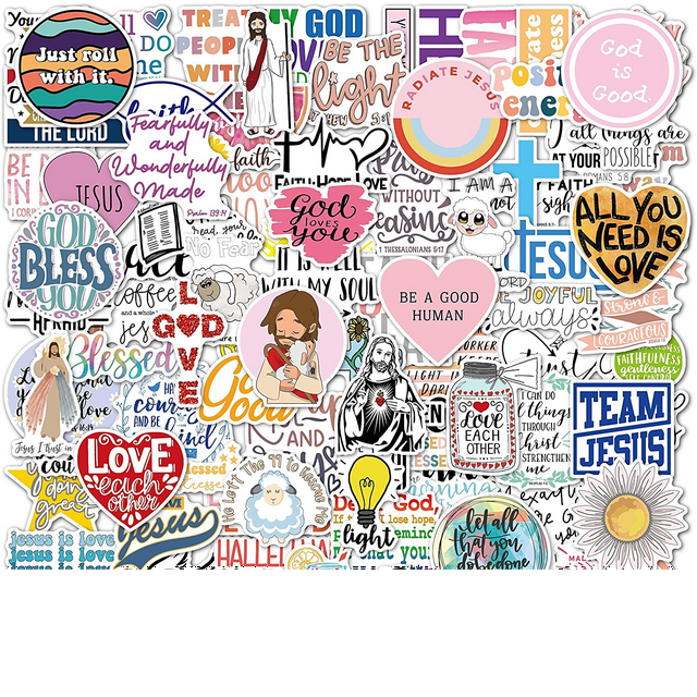 Christian Stickers 100 Pack Cute Christian Stickers Waterproof 100% ...