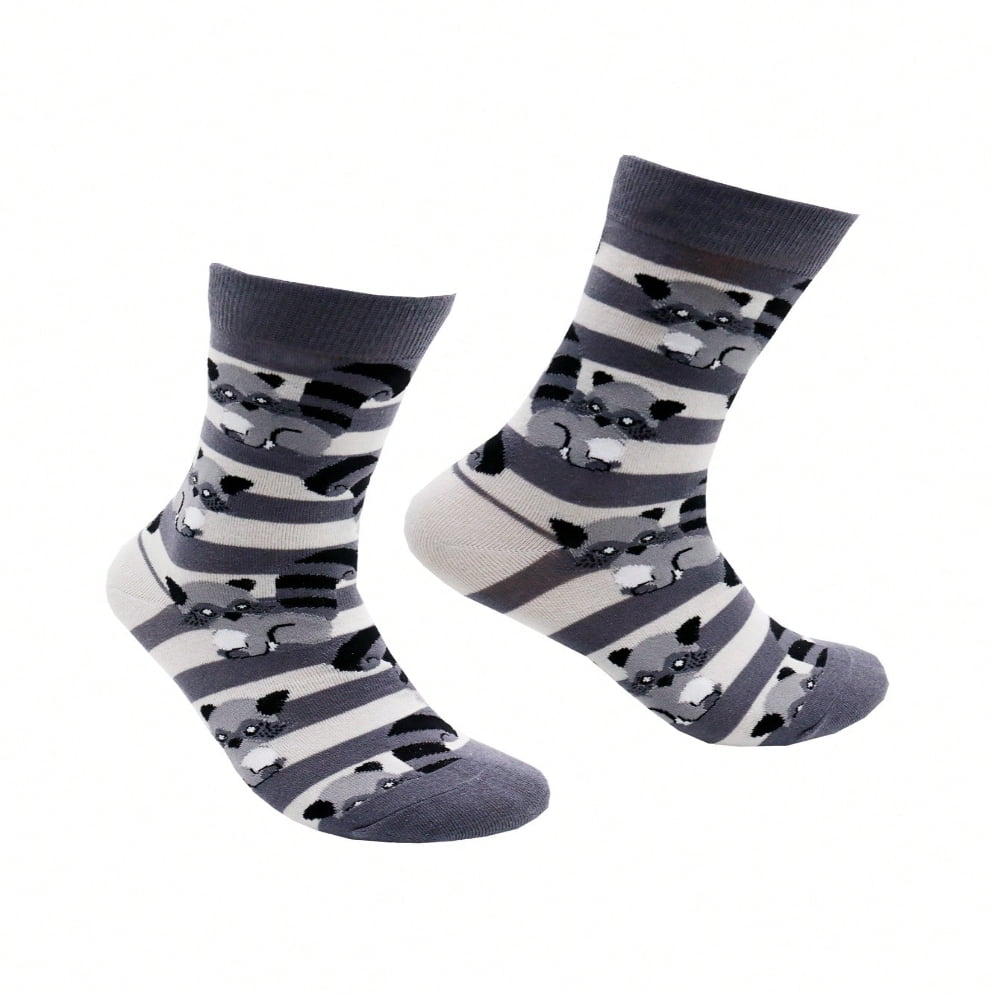 Click here for Lindbes Striped & Raccoon Pattern Crew Socks 36-39 prices