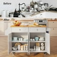 "Lofka 52"" Assembled White Wood Kitchen Island with Storage Cart and ...