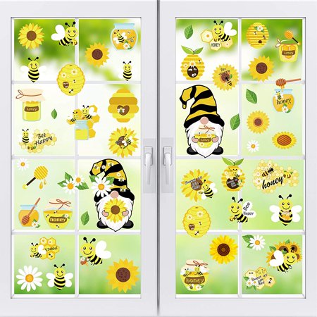 51 Pieces Honey Bee Window Stickers Honey Bee Baby Shower Window ...