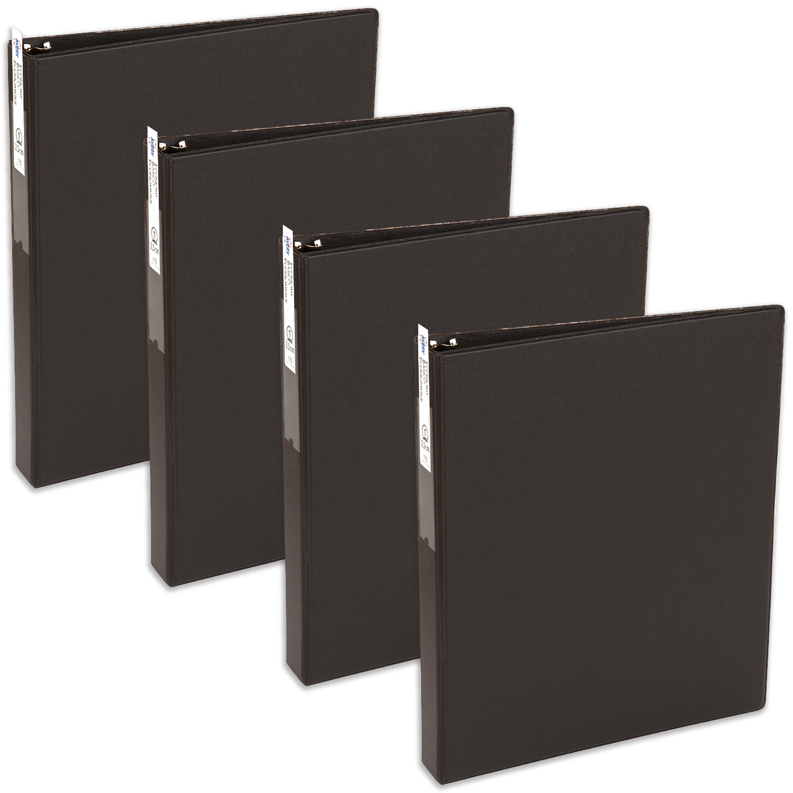 Avery Economy 3 Ring Binder, Label Holder, 1 Inch Round Rings, 4 Black ...