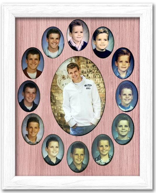 School Years Picture Frame - Oval Collage - Holds 2x3 Wallet Photos - K ...