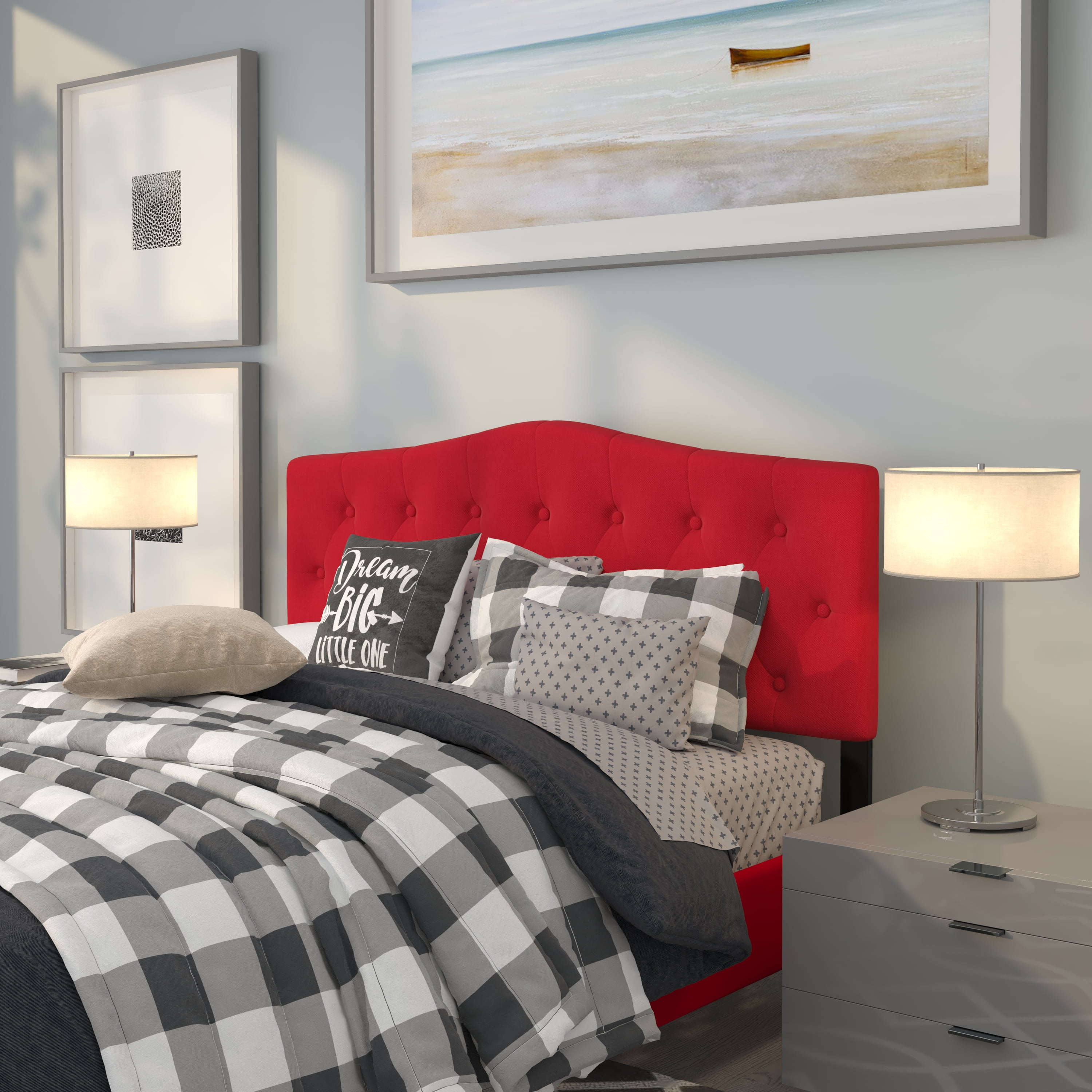 Flash Furniture Cambridge Tufted Upholstered Queen Size Headboard in ...
