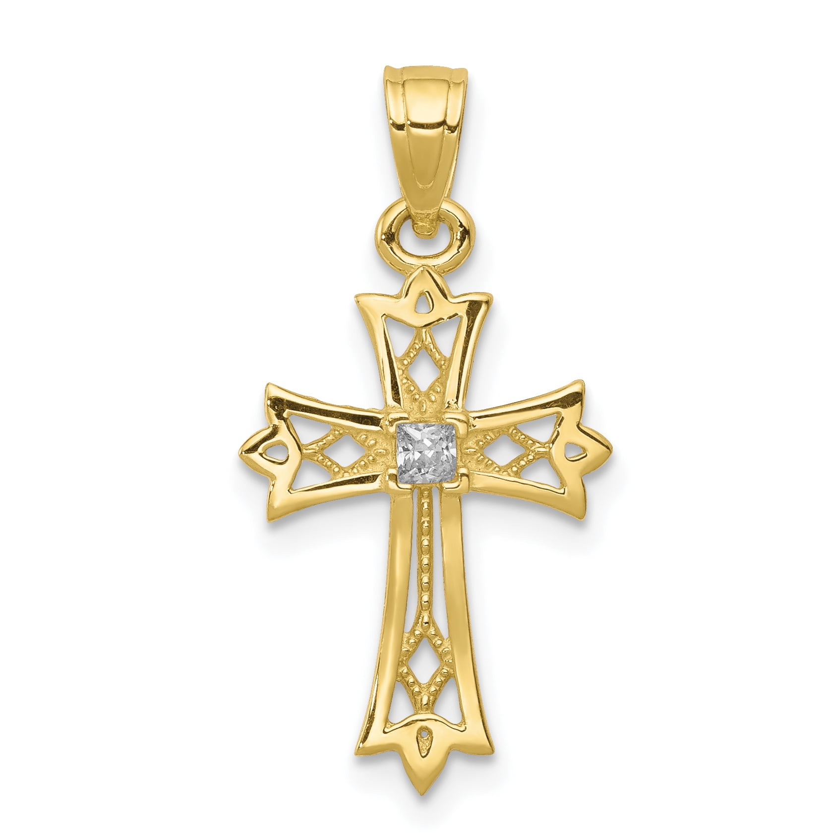 Click here for Saris And Things 10k Yellow Gold Cz Cross Pendant... prices