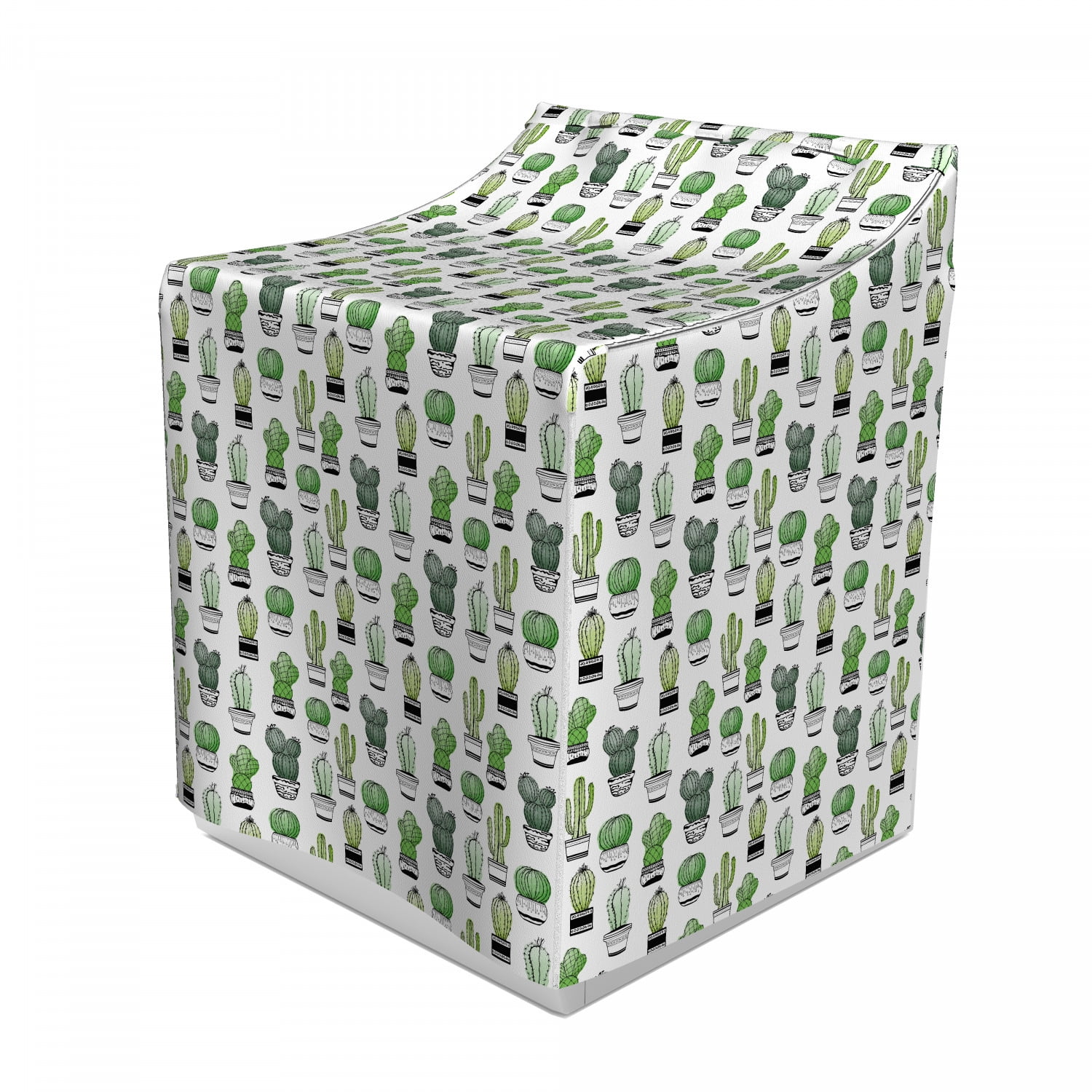 Cactus Washer Cover, Hand Drawn Foliage Pattern with Ornamental Pottery ...