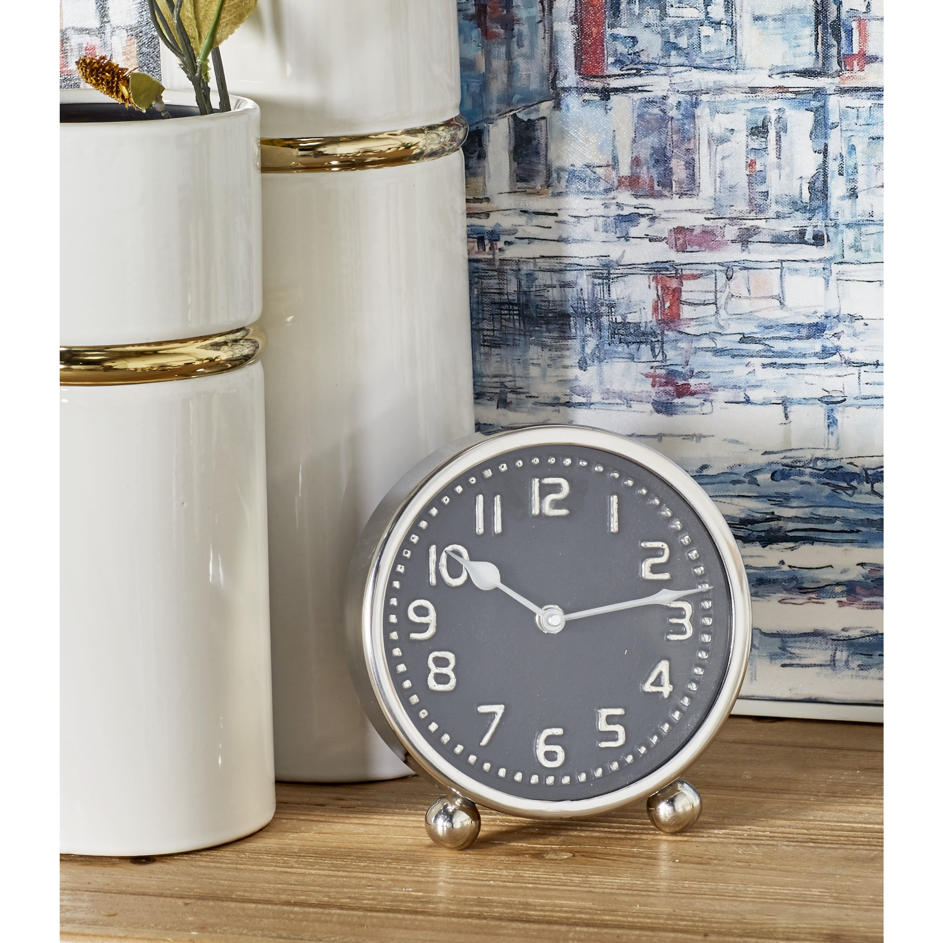 DecMode 7" Multi Colored Stainless Steel Clock with Black Clock Faces ...