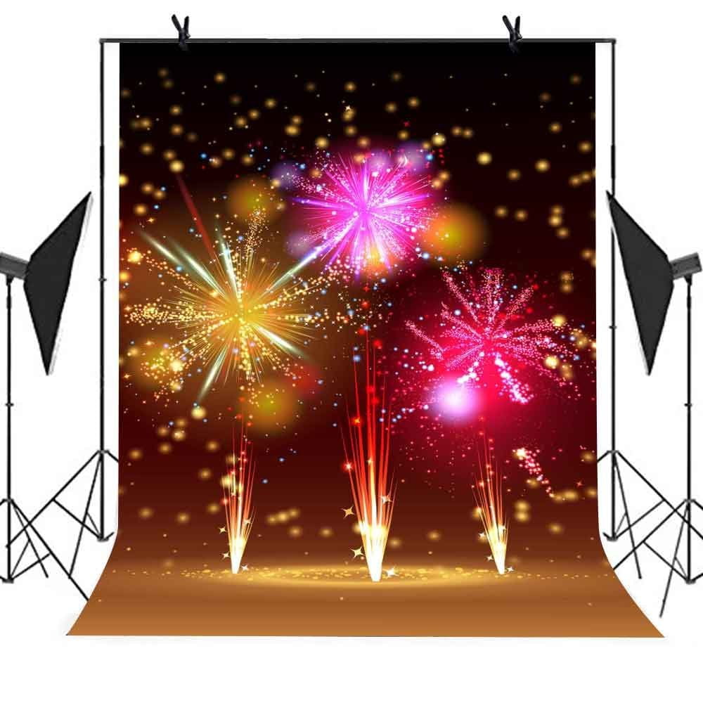 HelloDecor Polyester Fabric 5x7ft Gorgeous Fireworks Backdrop Fireworks ...