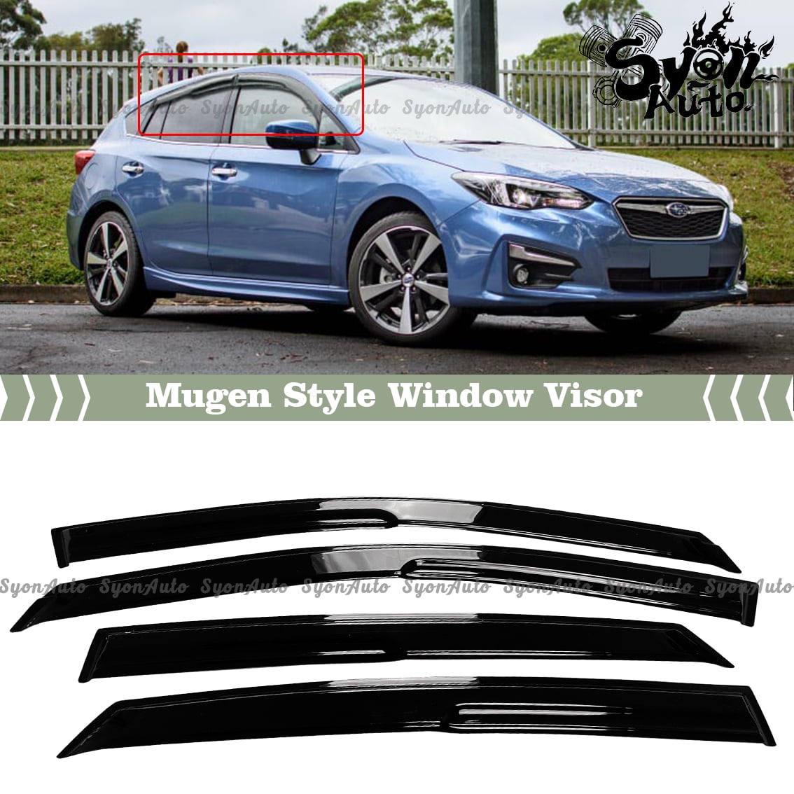 Fits 2017-2021 Subaru Impreza Hatchback 3D JDM Mugen Style Window Visor ...