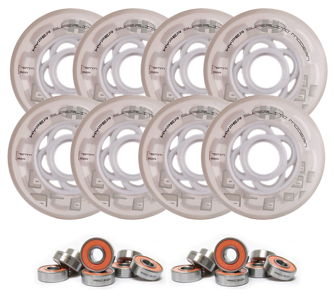 HYPER Inline Wheels SUPERLITE 8-PACK + ABEC 7 BEARINGS 72MM 82A CLEAR ...
