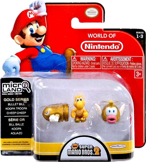 Gold Bullet Bill, Koopa Troopa & Cheep Cheep Mini Figure 3-Pack ...