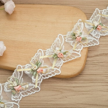Altotux 3" inches White and Ivory Floral Venice Lace Trim By Yard ...
