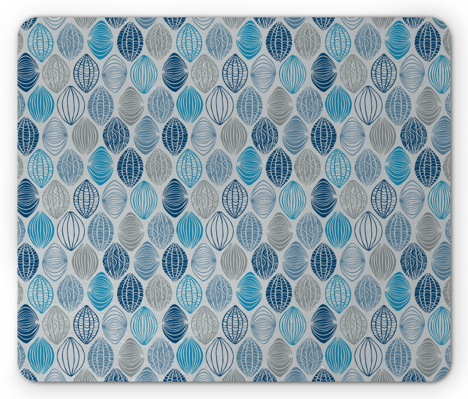 Grey Blue Mouse Pad, Round Shapes with Swirls Scale and Stripes ...