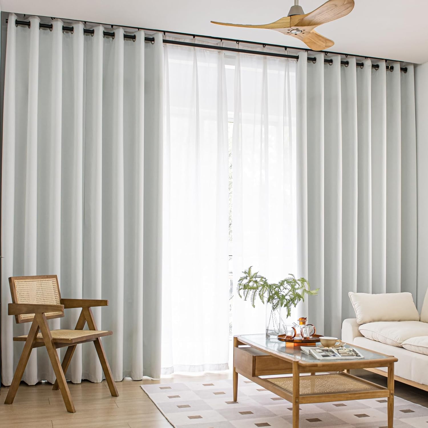 Click here for Siabc-Windows Beige Blackout Curtains 63 Inches Lo... prices