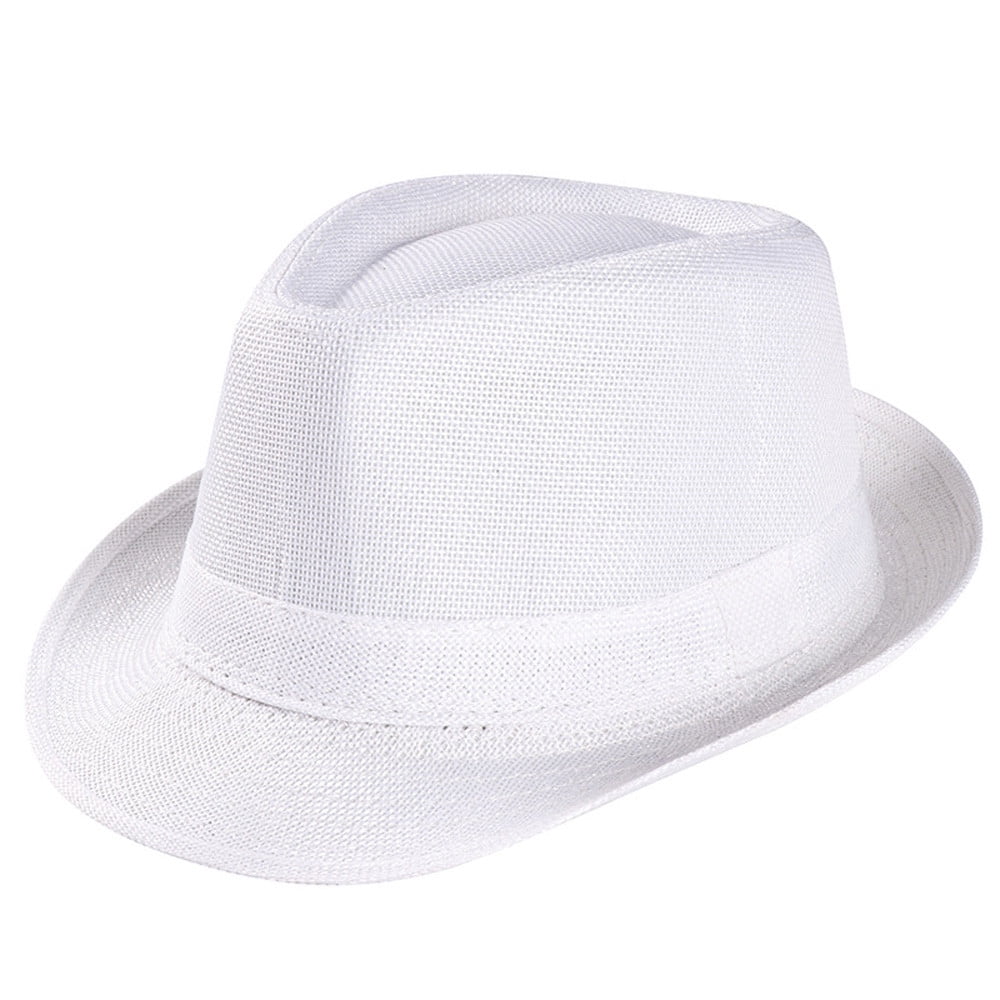 Hesxuno Unisex Trilby Gangster Cap Beach Sun Straw Hat Band Sunhat ...