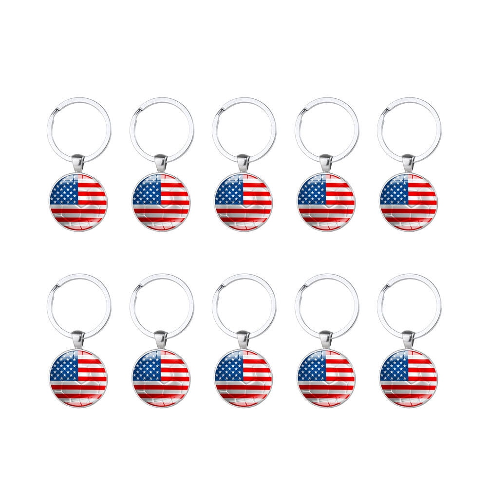 10 Pcs Zinc Alloy Keychain Football Metal Keychain Glass Patch ...