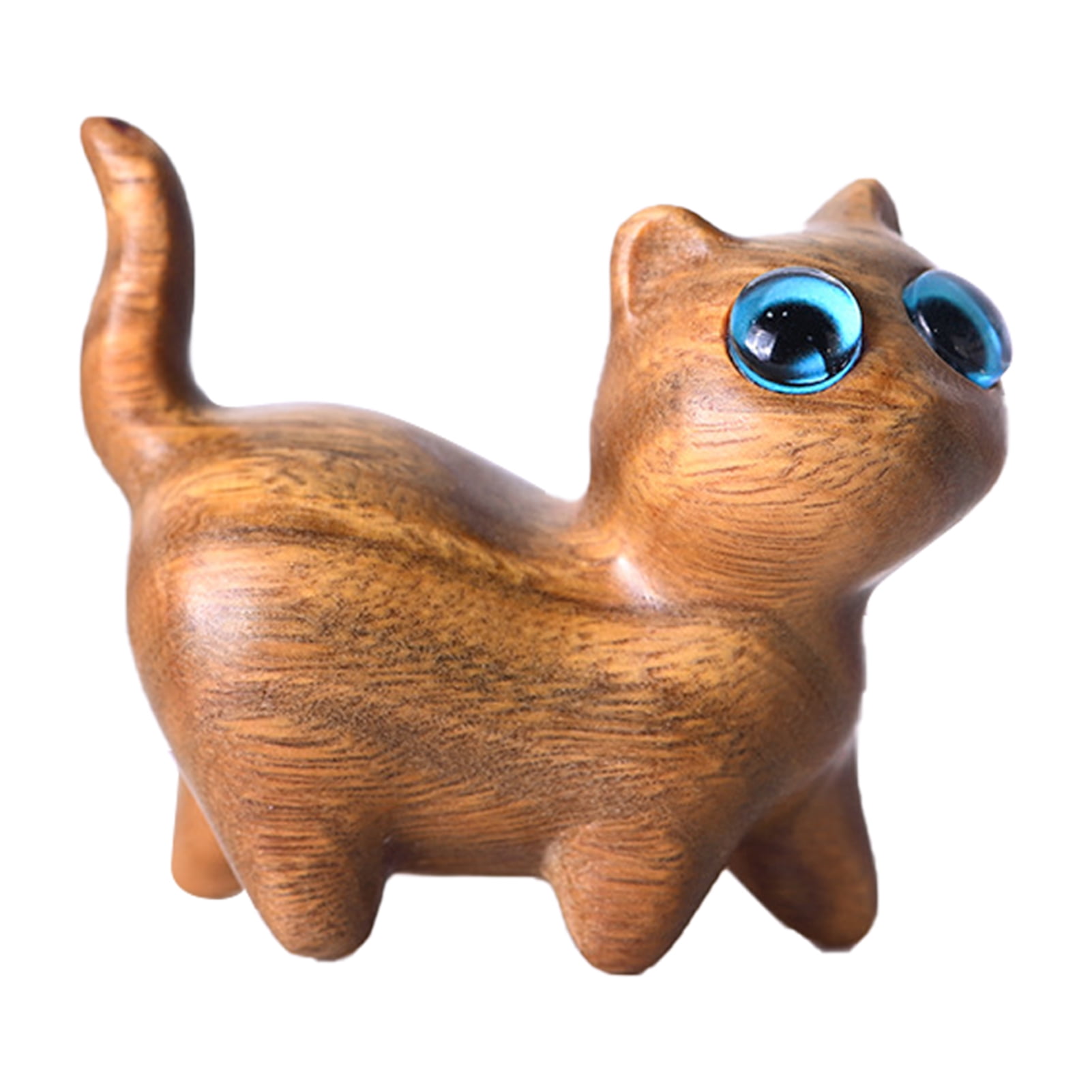 Wanwan Micro Landscape Cat Figurine Aesthetic Wood Burrs-free Cheerful ...