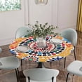 Fitted Tablecloth for Round Table, Traditional Colourful Moroccan Wall ...