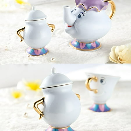 TINGYI New Ceramic Pot Beauty And The Beast Mrs. Potts & Chip Tea Pot ...