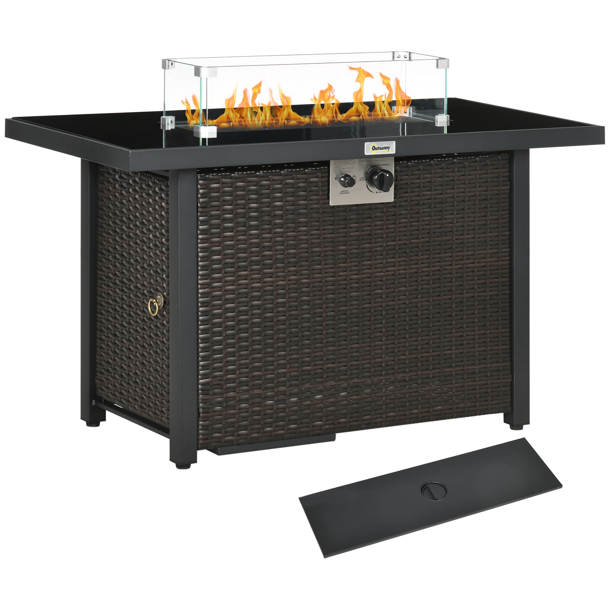 Click here for Outsunny 50 000 Btu Propane Fire Pit Table With Gl... prices
