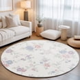 Blue Purple Flowers Area Rugs 4' (Round) Rustic Light Purple Blue Pink ...