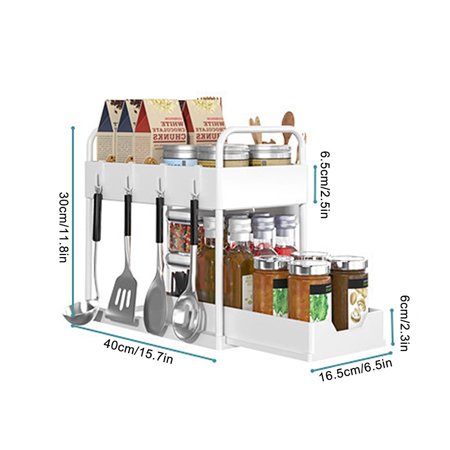 Sink Organizer Pull-out Rack Cupboard Carbon Steel Pipe Multi ...