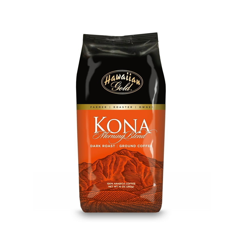 Hawaiian Gold Kona Coffee Morning Blend Ground Coffee, 10 oz - Walmart.com - Walmart.com