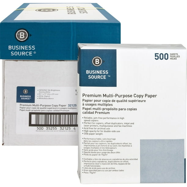 Business Source Premium Multipurpose Copy Paper - Walmart.com