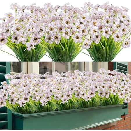 12 Bundles Artificial Flowers Fake Outdoor UV Resistant Flowers No Fe ...