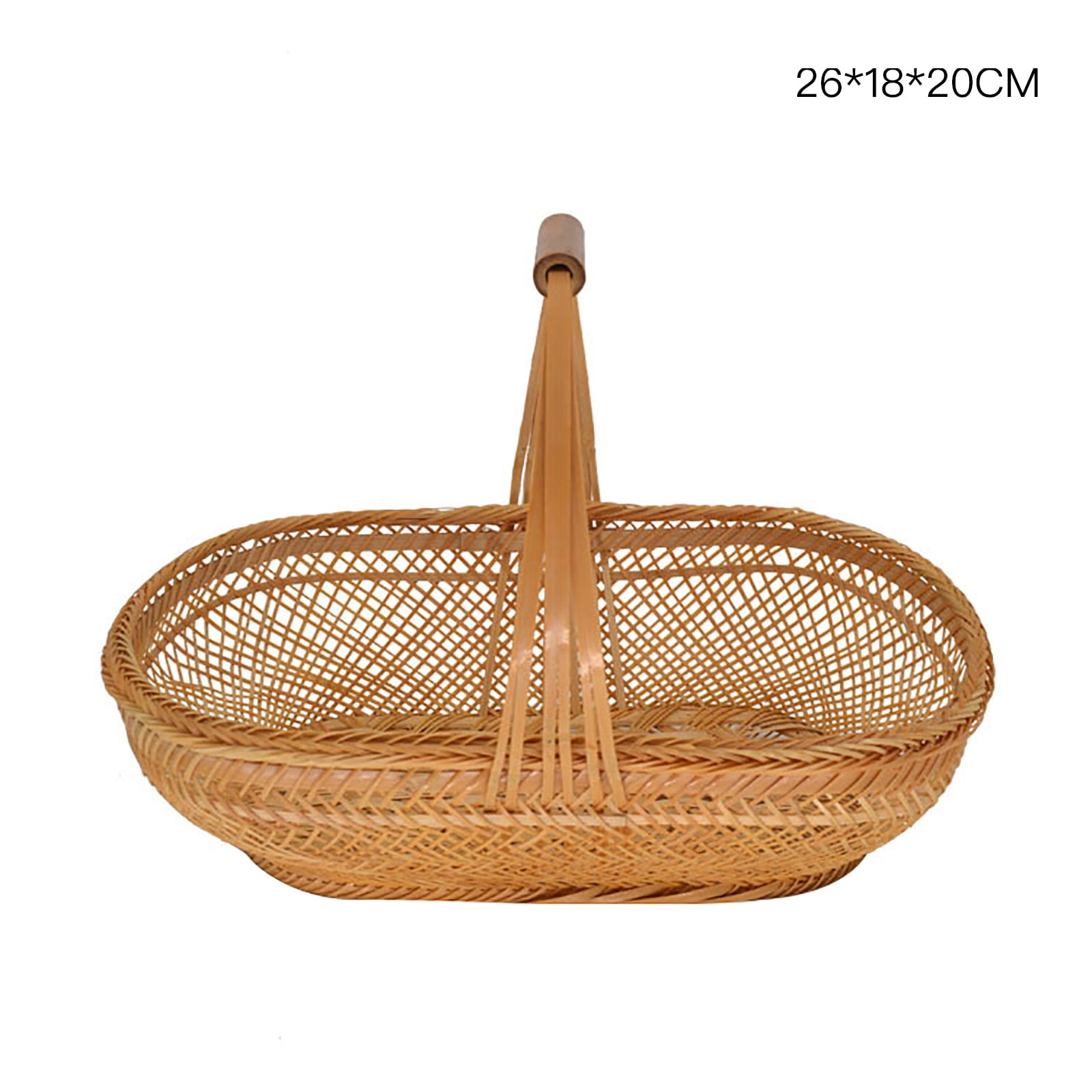 Bojue Bamboo Picnic Basket Woven Rattan Hand Decor Home Vintage Garden ...