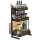 3 Tier Metal Kitchen Spice Rack Countertop Standing Corner Shelf- Black ...