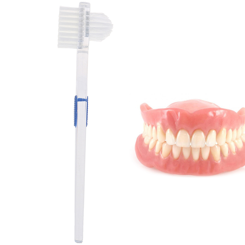 Double Sided Denture Brush Ultra Soft Bristle Head False Teeth ...