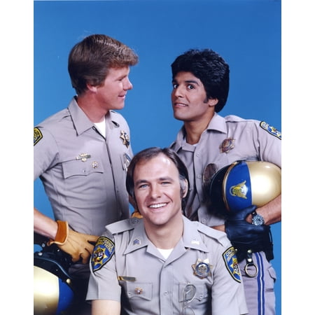 Chips Cast Posed Together in Police Uniform with Helmets Photo Print ...