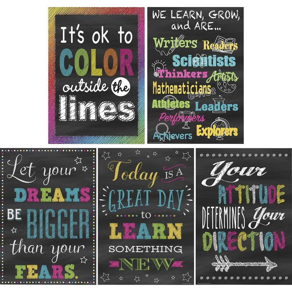 Teacher Created Resources Chalkboard Brights Poster Set, Multicolor ...