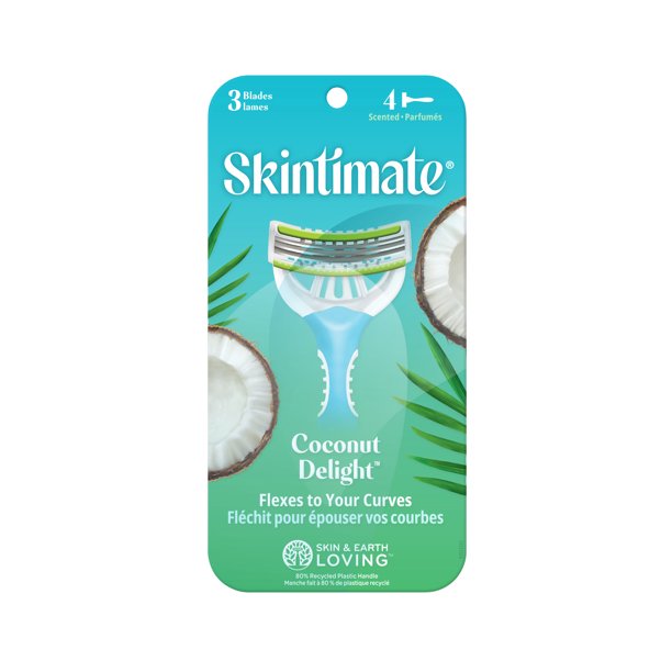 Skintimate Coconut Delight Women's 3-Blade Disposable Razors, 4 Ct ...