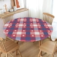 4th of July Plaid Round Fitted Tablecloth with Elastic Patriotic Star ...