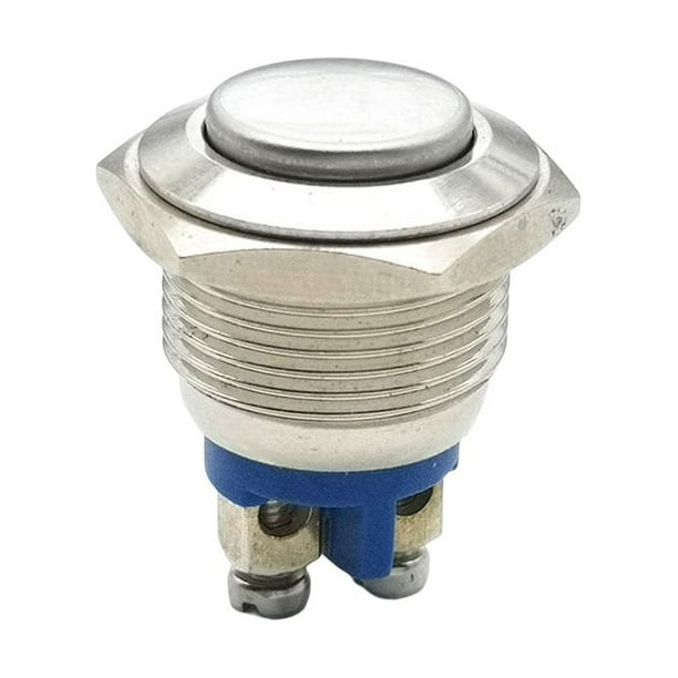 Wweixi Button Metal Push 16mm Momentary Marine Self-Reset Flat Terminal ...