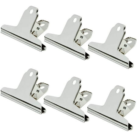Tatum88 6 Pcs Bulldog Clips Stainless Steel Large Metal Hinge Clips ...