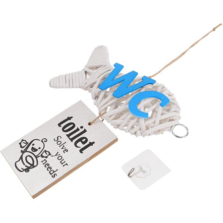 Toilet Door Sign Wooden Fish Bathroom Door Hanging Plaque Decorative ...