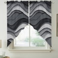 Black Gray Swag Curtain Valance for Window 2 Panels Geometric Abstract ...