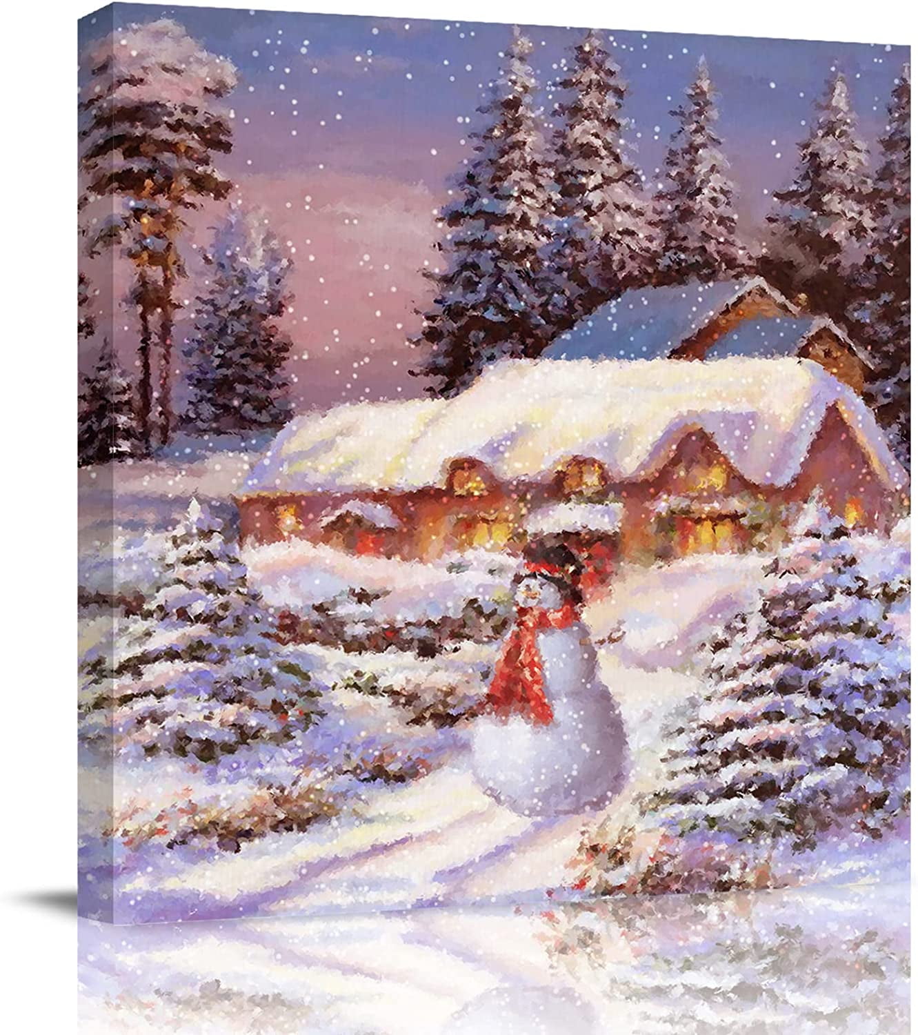 Christmas Wall Art - Snowflake Scene Canvas Funny Leaping Prints,Framed ...