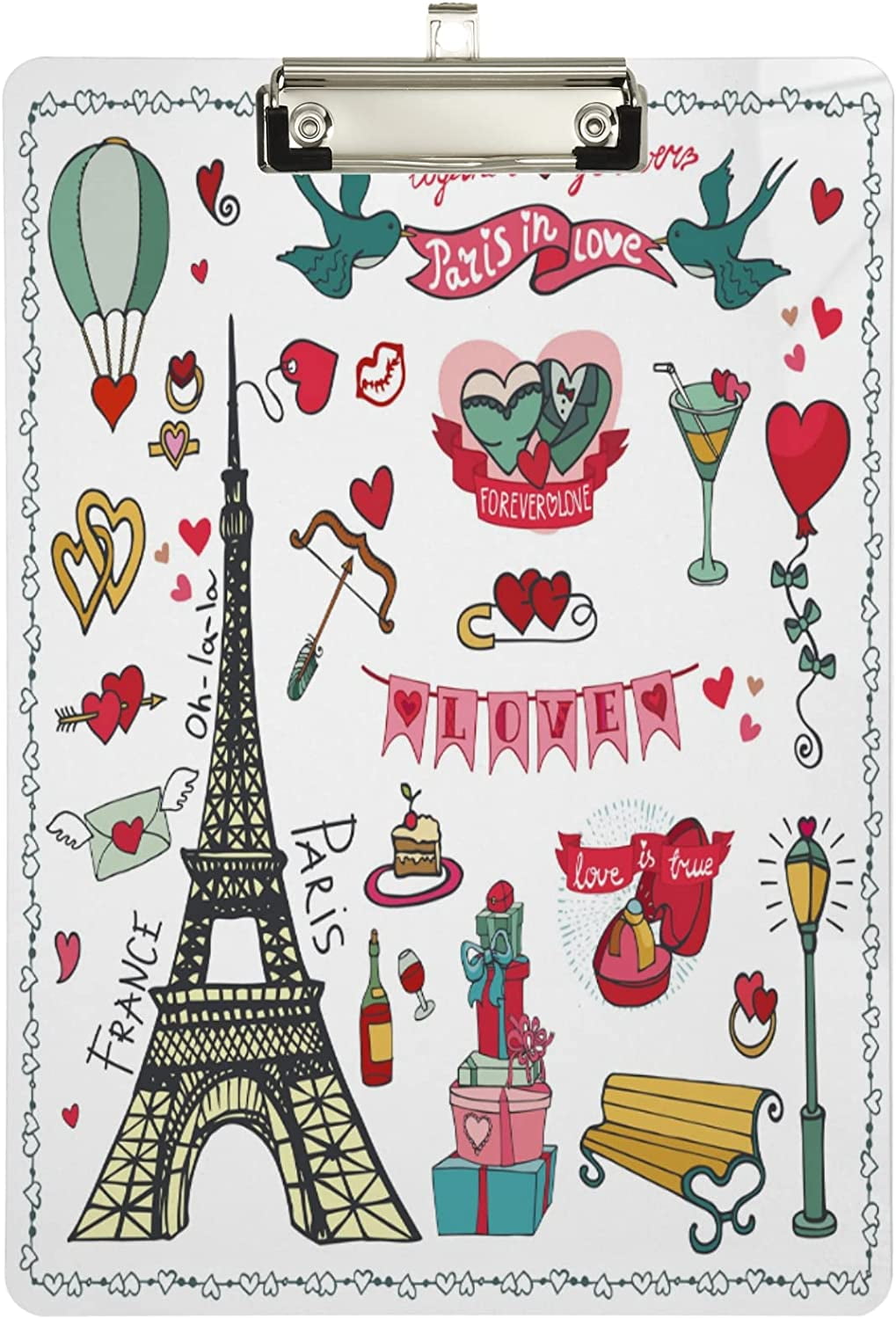 ZHANZZK Romantic Paris Love Eiffel Tower Clipboard Hardboard Wood ...