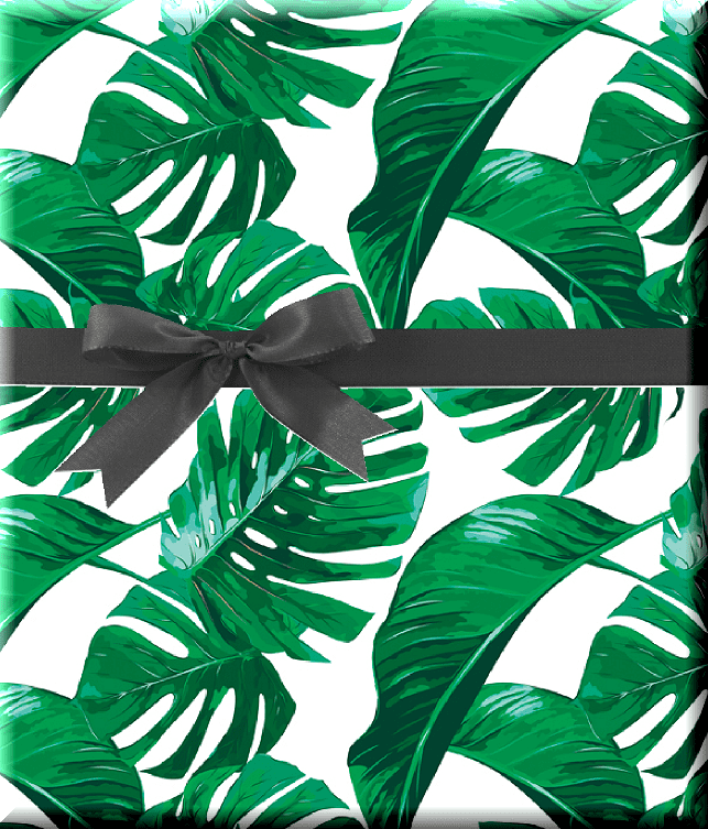 Green and White Palm Tree Specialty Gift Wrapping Paper Premium ...