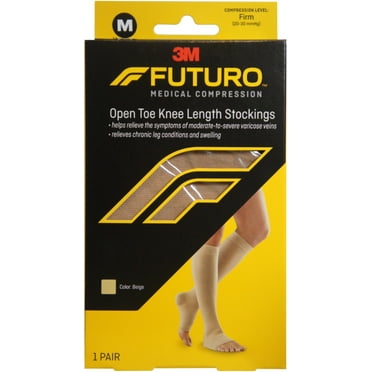 FUTURO Open Toe Knee Highs, Unisex, Medium, Firm Compression Stockings ...