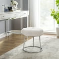 Linon Coston Vanity Stool or Ottoman, Chrome with Sherpa Faux Fur ...